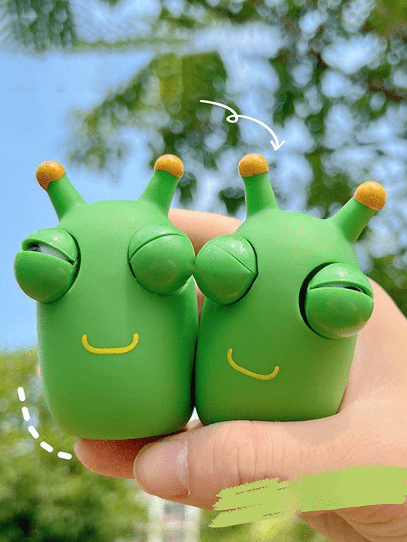 1pc Worm Shaped Stress Relief Toy With Popping Out Eyes, Squeeze Anti ...