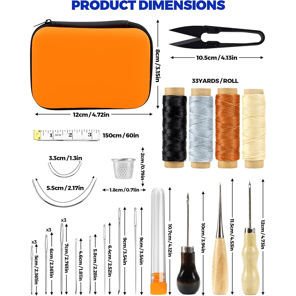 Leather Repair Sewing Kit, Leather Working Tools With Pro Waxed Thread ...