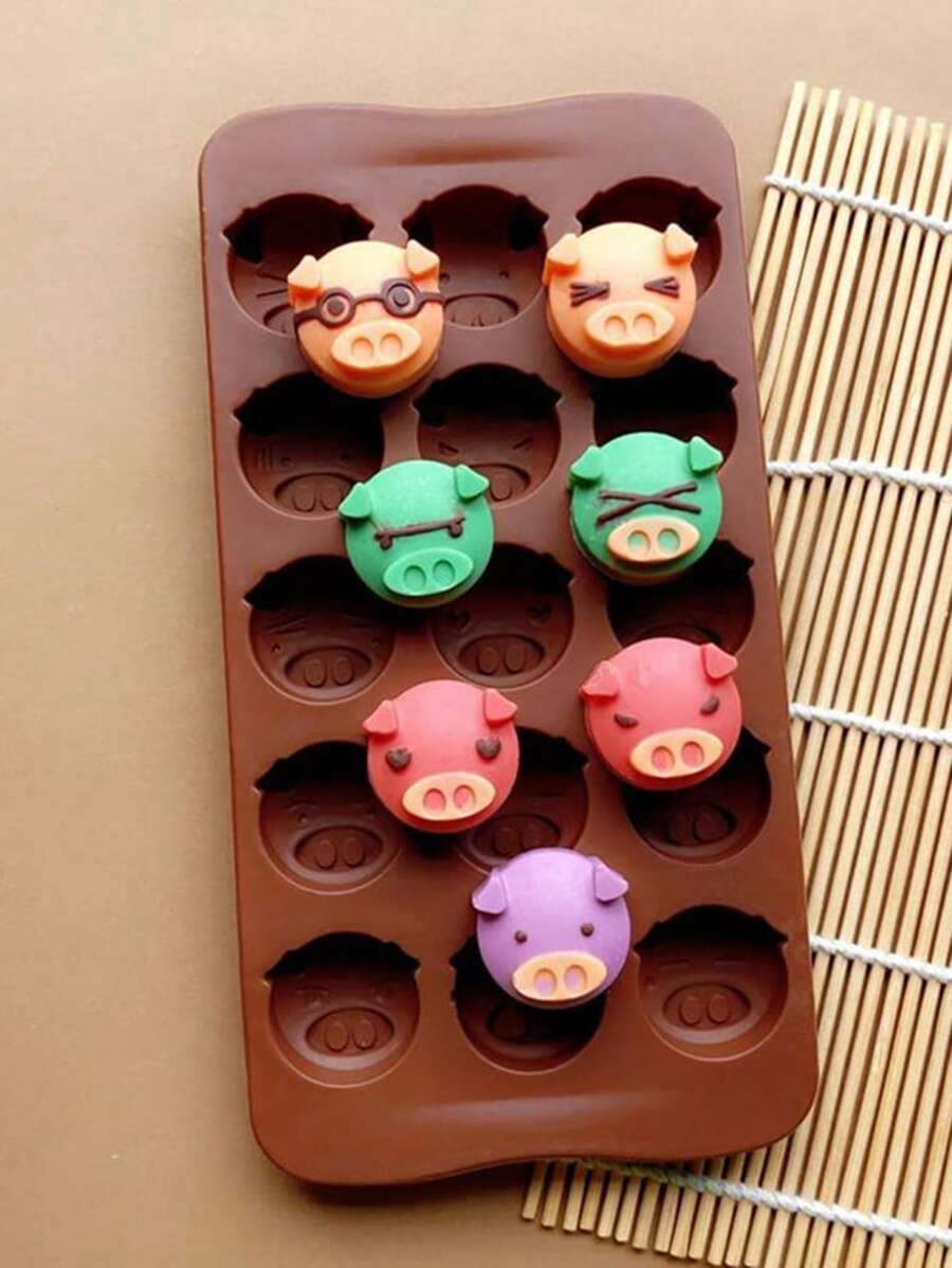 1pc 15 Cavities Pig Face Silicone Candy Molds, Non-Stick Silicone Gummy ...