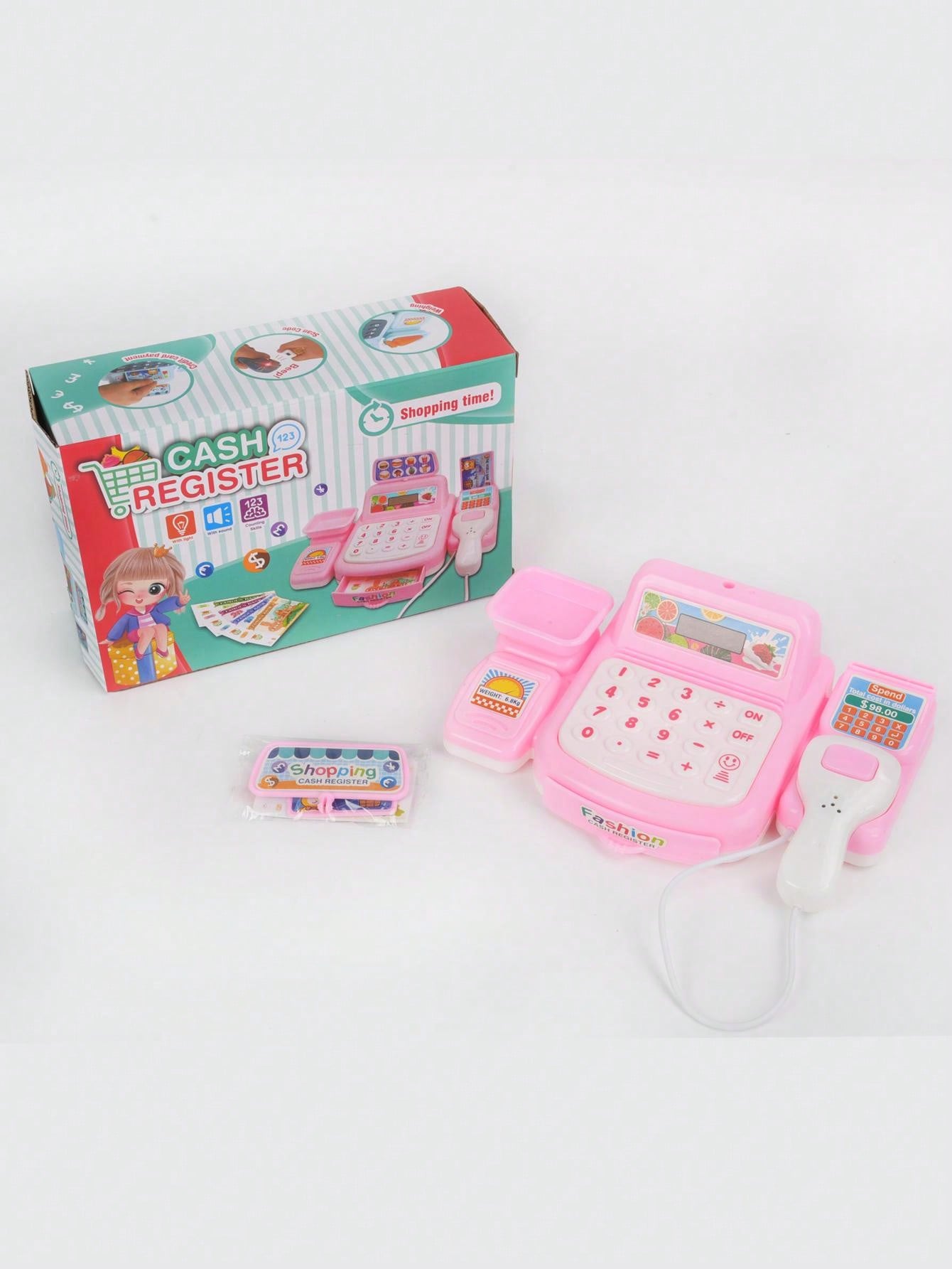 1pc Pink Cash Register Toy For Children 3-12 Years Old Playing House ...