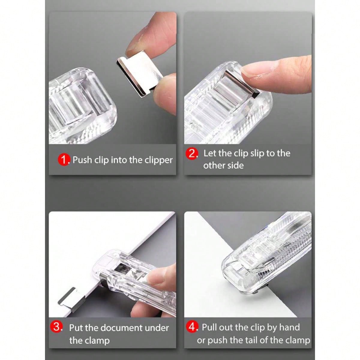 Mini Traceless Reusable Hand Clamp Push Stapler Paper Book File Office ...