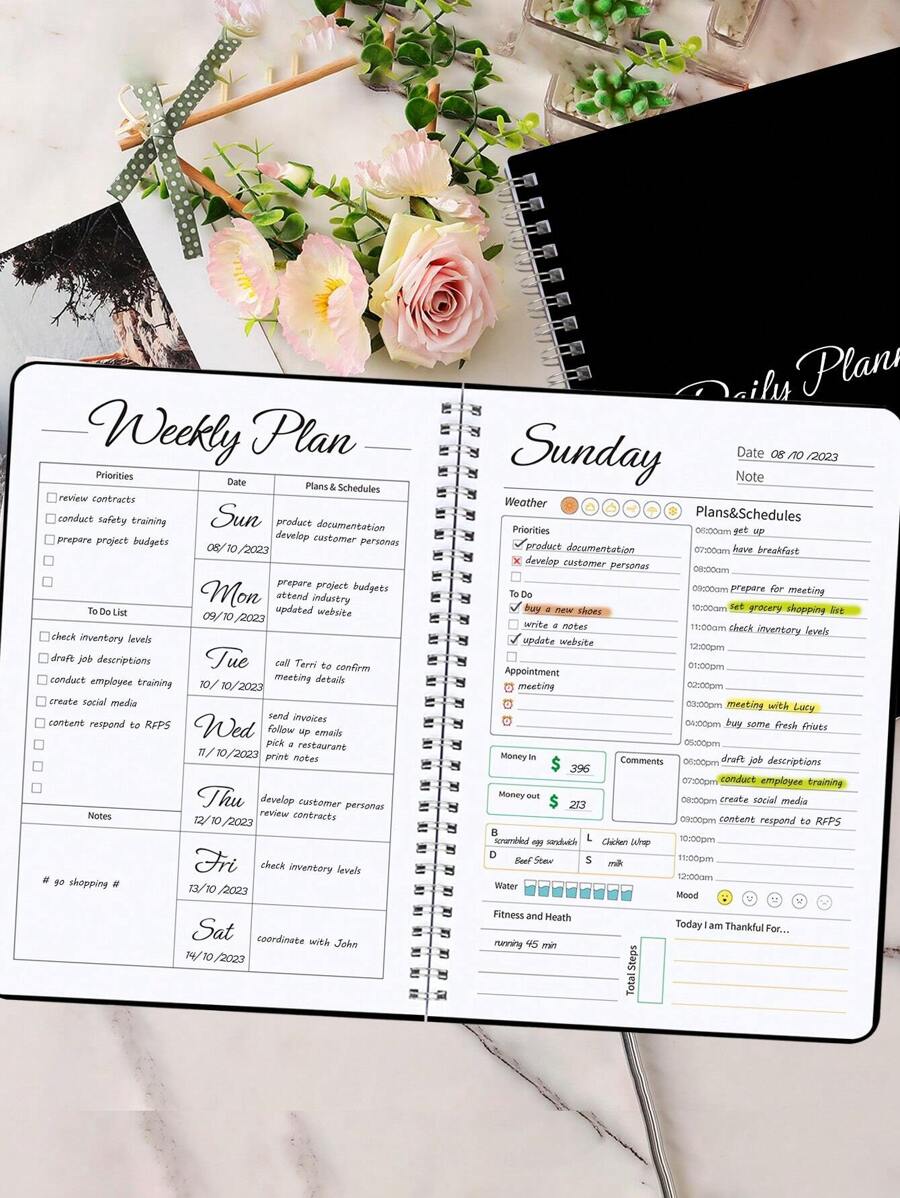 Trees Daily Weekly Planner Notebook 7 Day Work Planner Agenda Undated ...