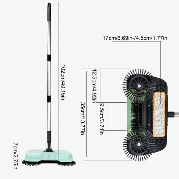 Hand-pushed Sweeper, Home Use 3 In 1 Sweep, Suction, And Drag Cleaning ...