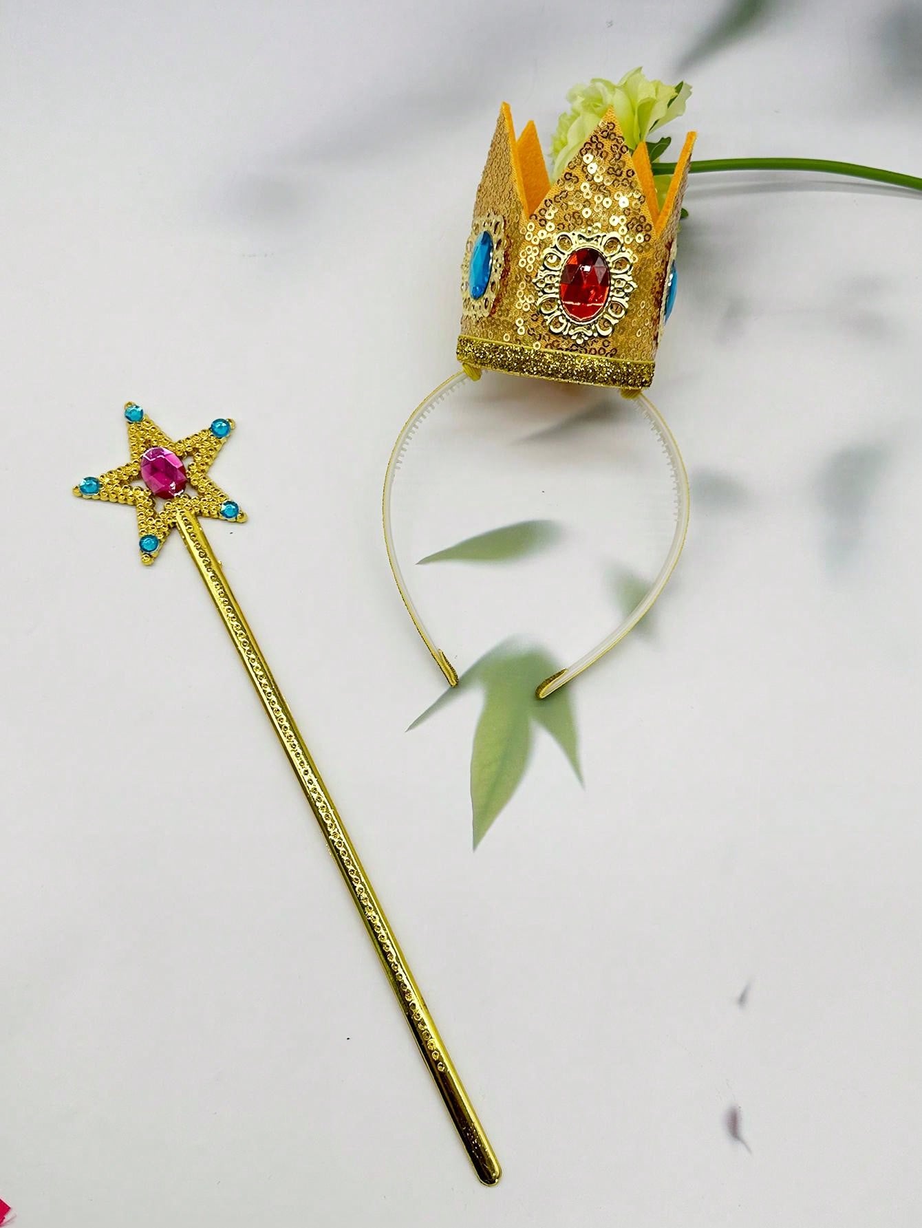 A set of children's golden peach princess crown magic wand set girls ...