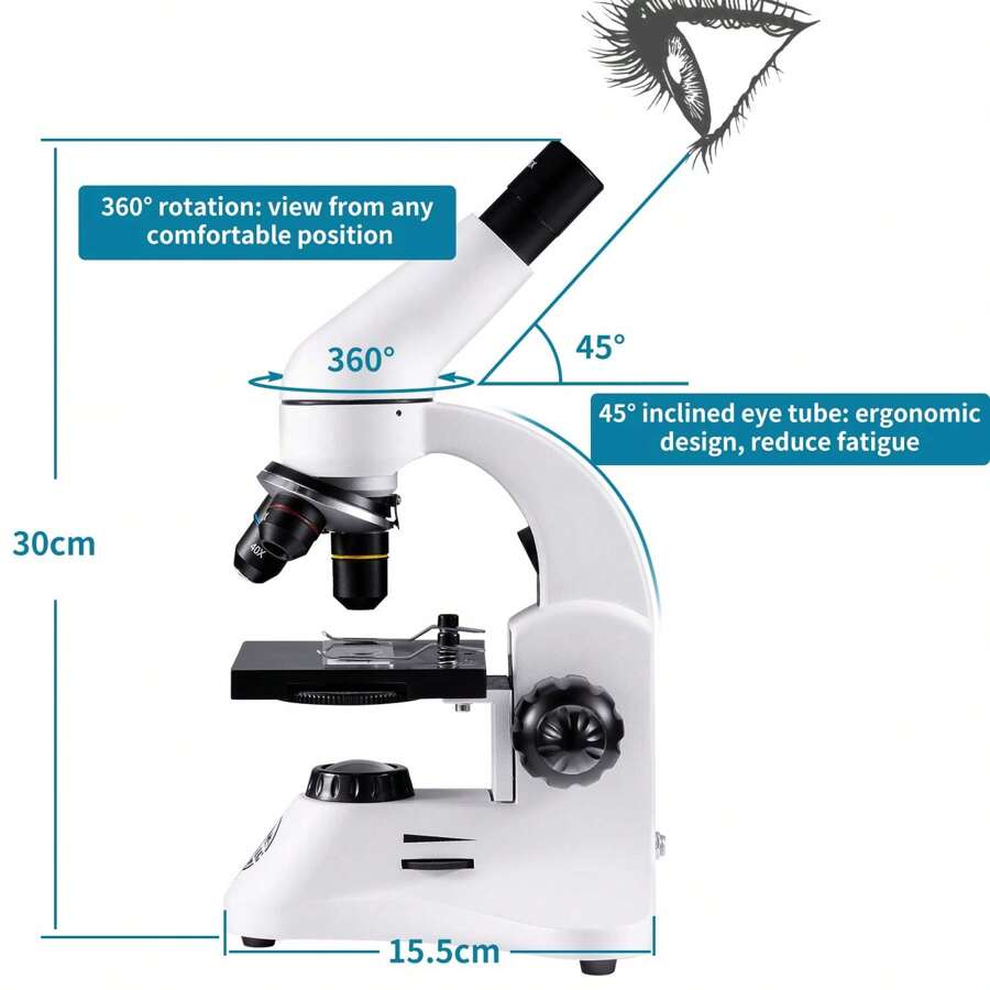 100X-2000X Microscope for Adults, Professional Biological Optical ...