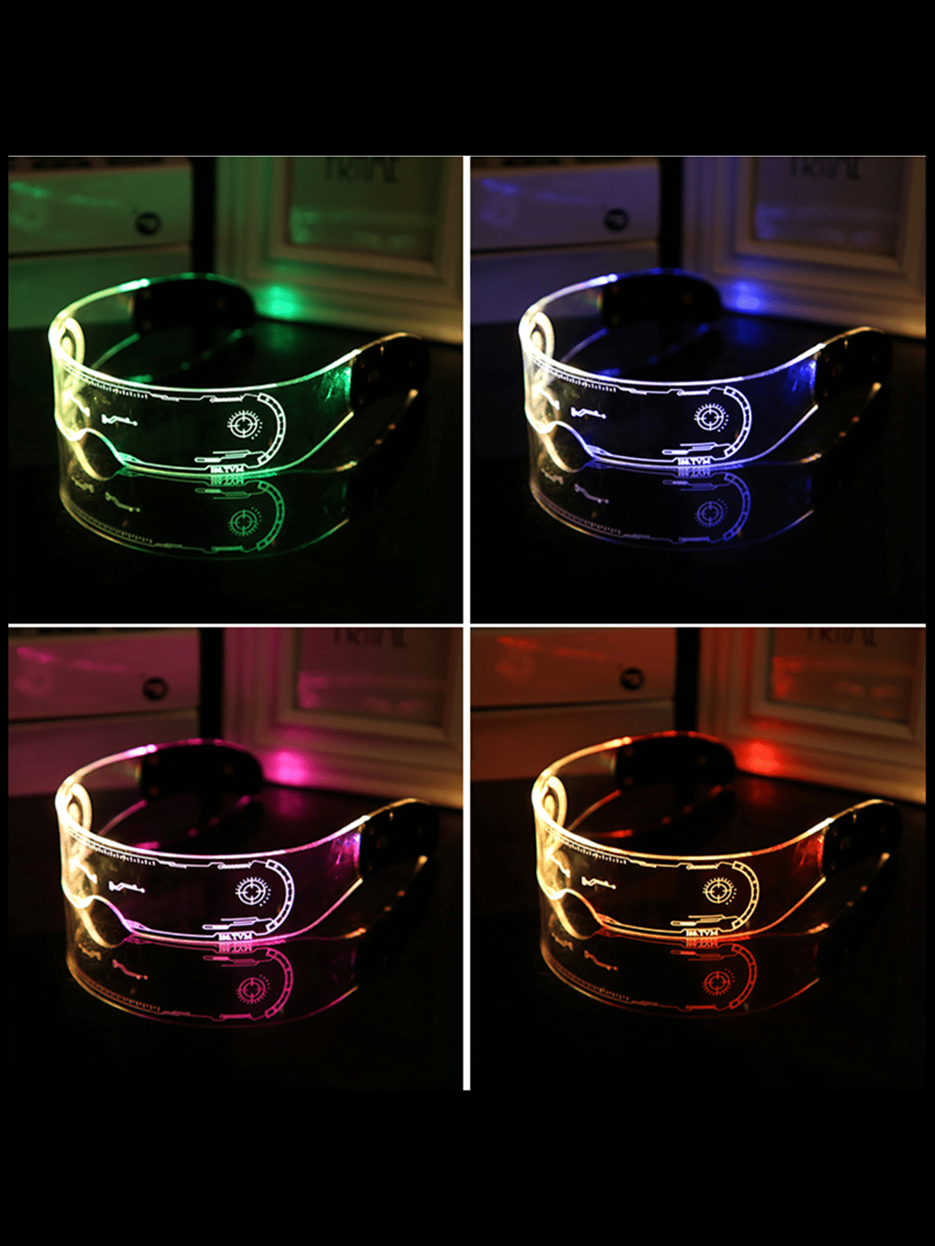 1pc Y2k Cyberpunk Retro Futuristic Led Sun Visor Glasses - 7-color ...
