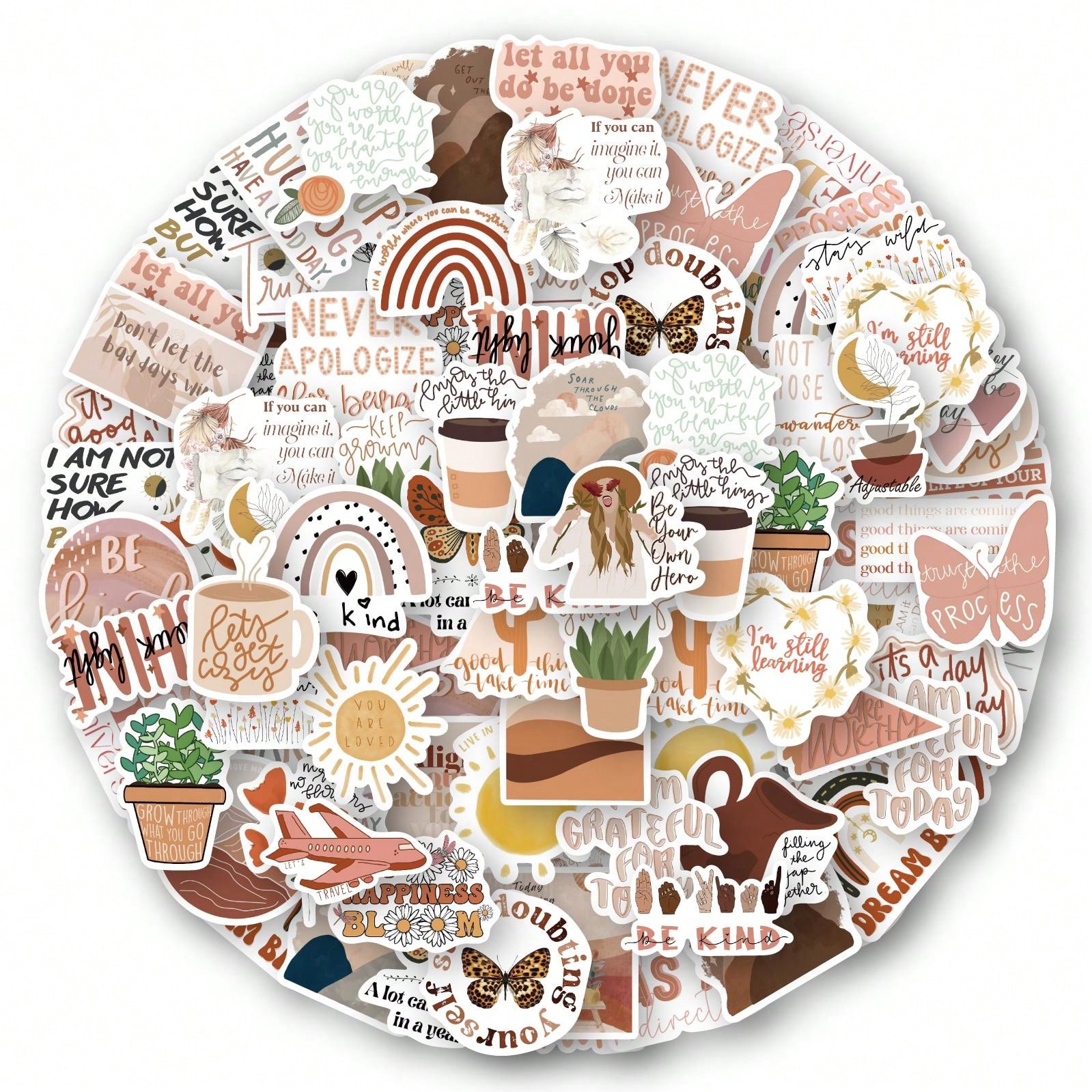 50 Piezas Pegatinas Inspiradoras Estéticas Boho Y Pegatinas De Citas ...