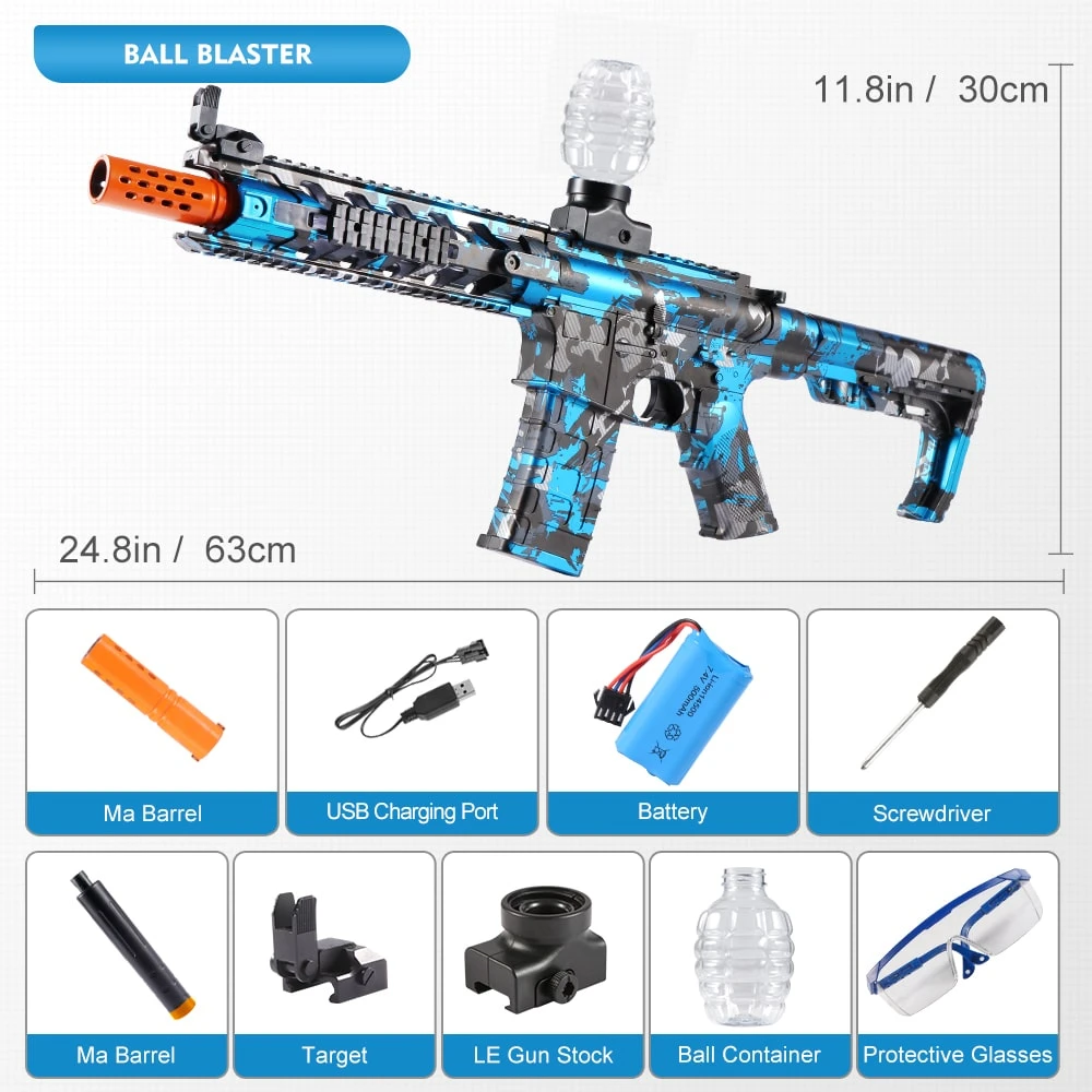 Electric M4 Blaster Gun Toys, Metallic Finish, Rechargeable Battery ...