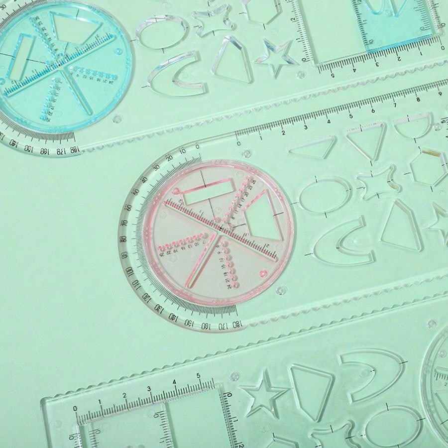 1 Set Multi-function Geometric Drawing Ruler Kit With Protractor ...