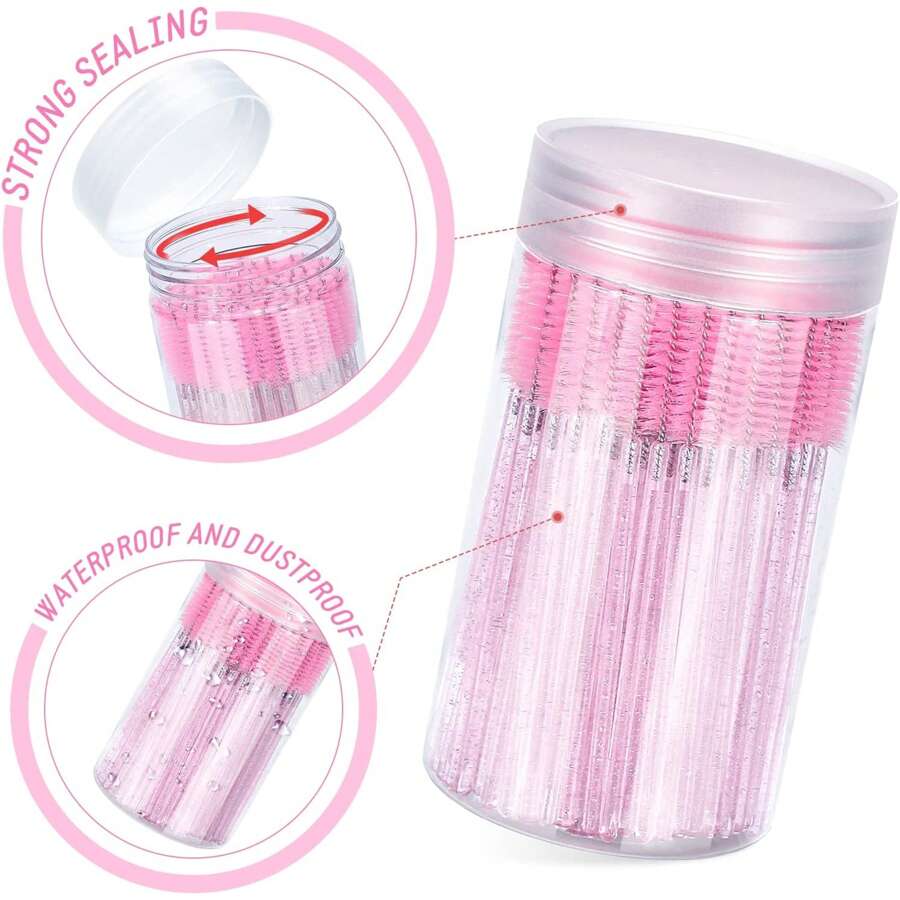100PCS Eyelash Brushes, Mascara Wands With Container, Bendable ...