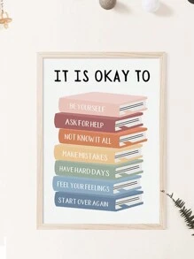 SURELIFE Boho It Is OK To Feel Books Educational Poster Wall Art Canvas ...