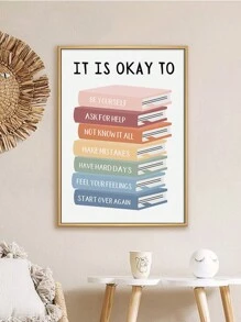 SURELIFE Boho It Is OK To Feel Books Educational Poster Wall Art Canvas ...