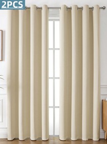 2pcs Solid Room Darkening Curtains, Blackout Drapes For Bedroom And ...