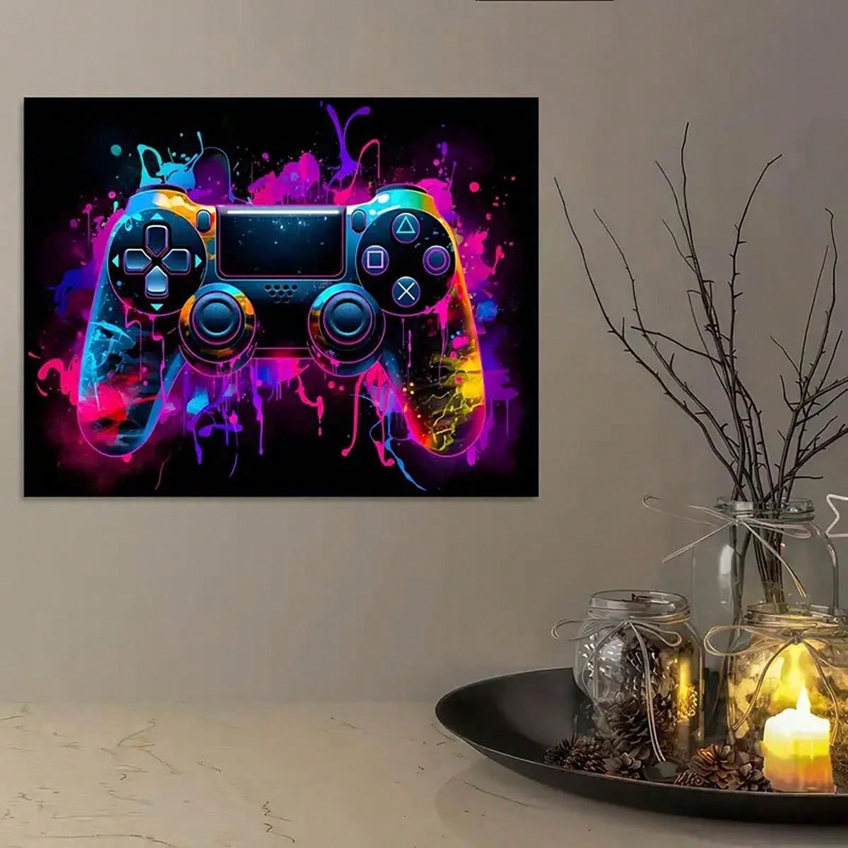 1pc Canvas Poster, Neon Light Poster, Game Controller Poster ...