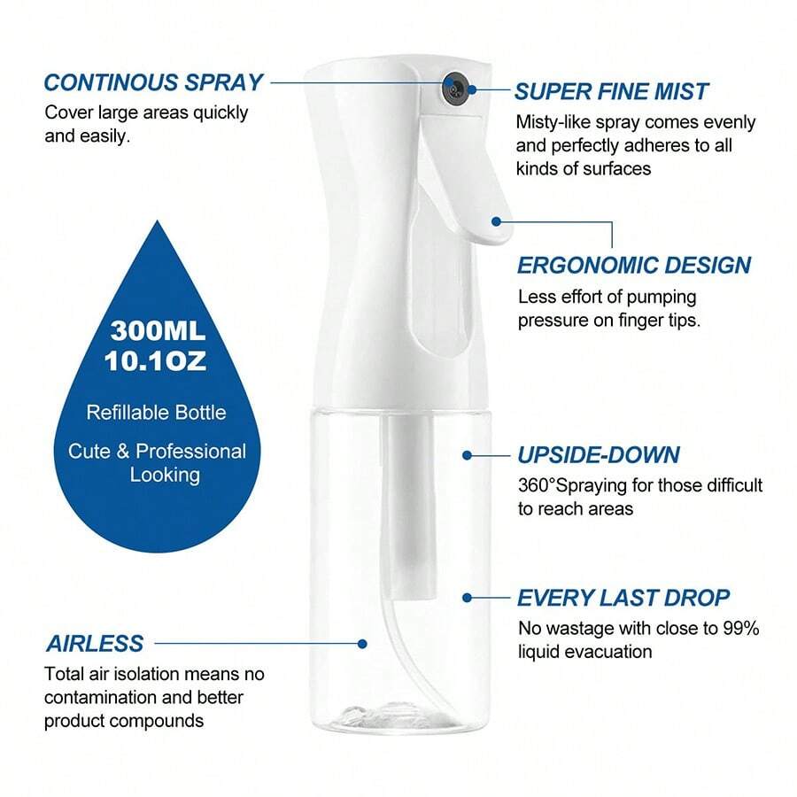 1-Piece Continuous 300ML Hair Spray Bottle - Hair Gel Bottle ...