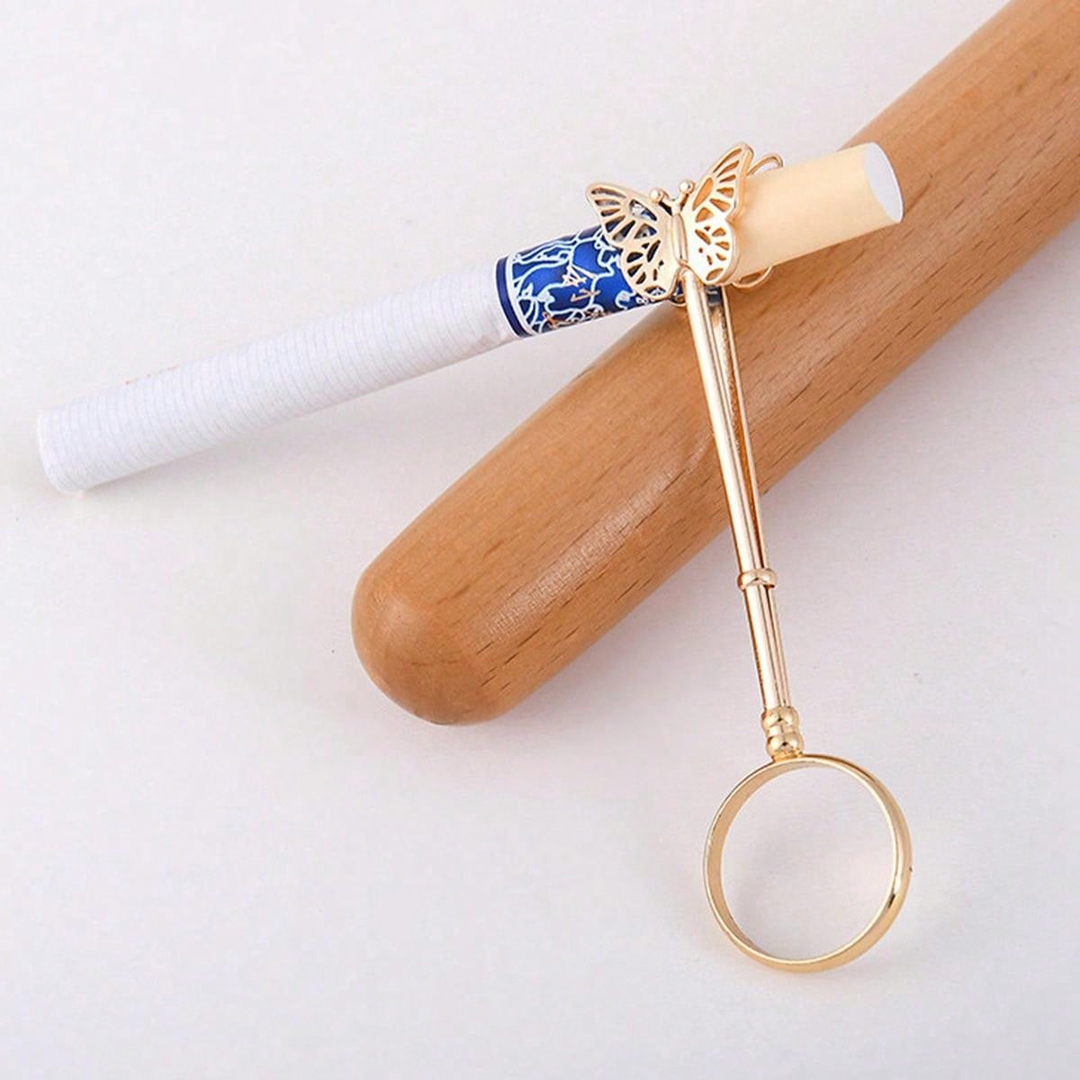 1pc Fashionable Butterfly Shaped Smoking Cigarette Holder Ring With ...
