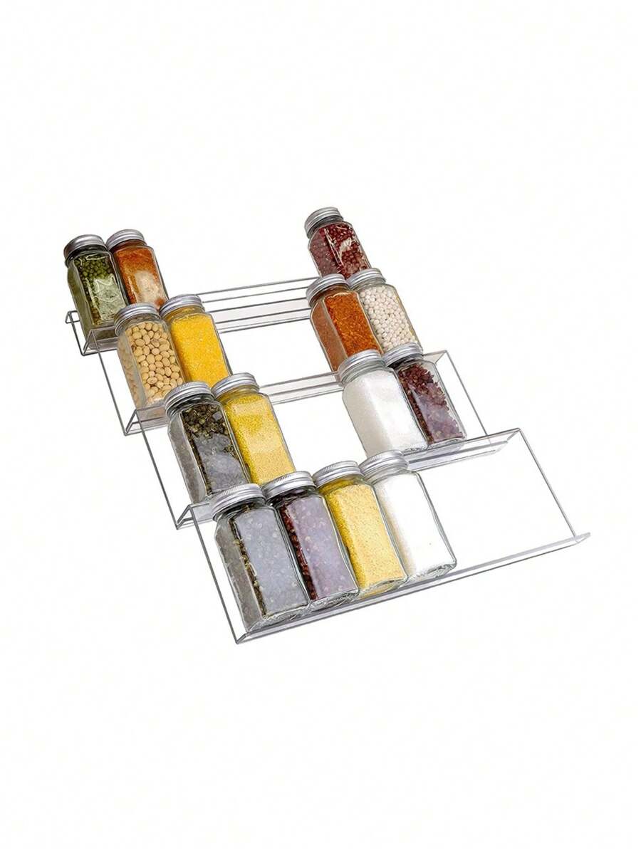 Acrylic Spice Rack With Drawers, Adjustable & Stackable, 3 Tiers With ...
