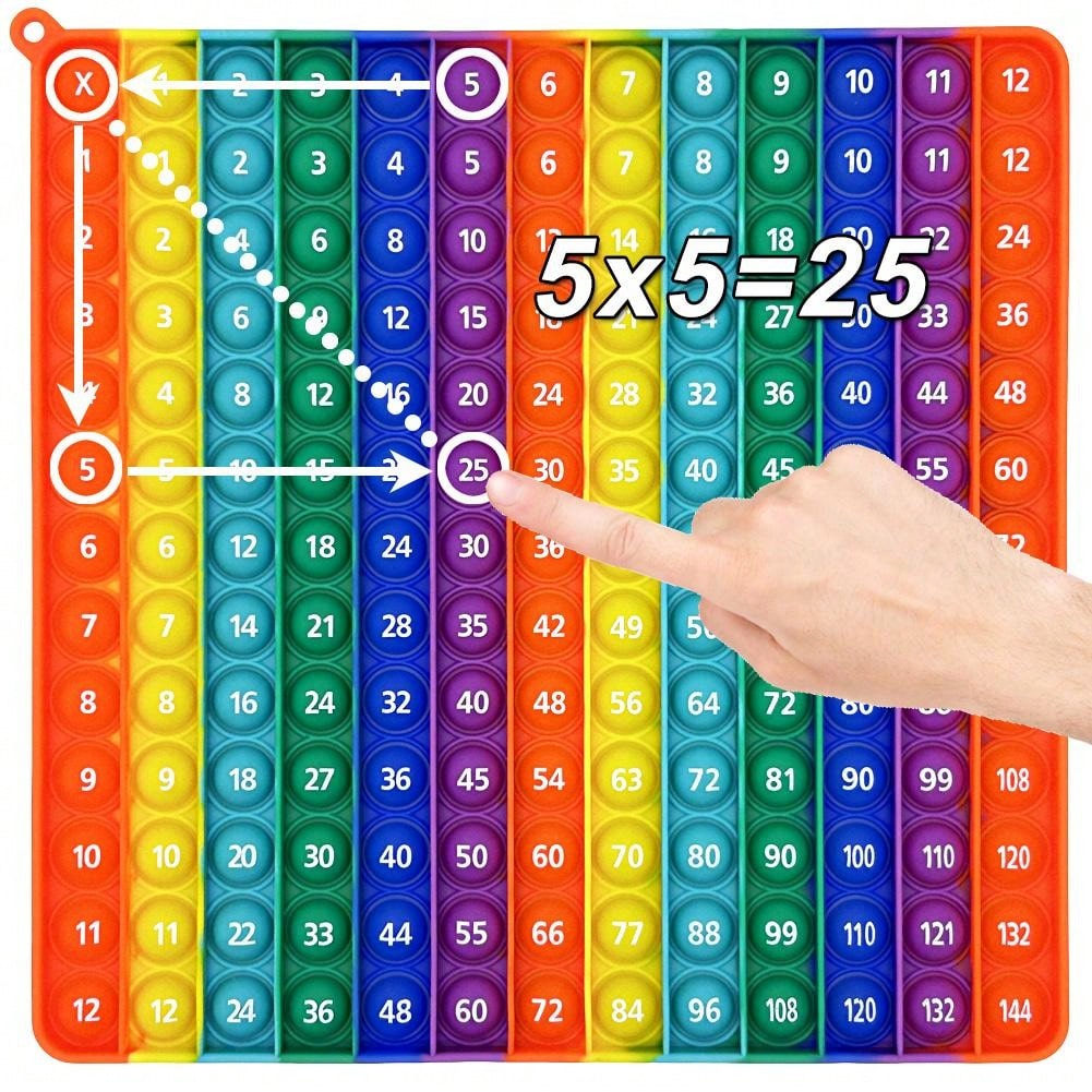 12x12 Multiplication Push Bubble Pop Fidget Toys, Kids Learning ...