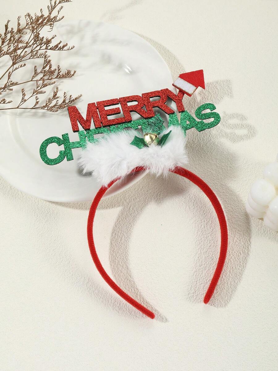 1 Stück Party Serie Rot Grün karierter Glitzer "Frohe Weihnachten ...