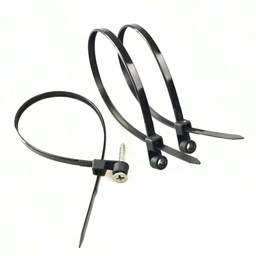 100pcs Zip Ties With Screw Hole 8Inch Electrical Cable Ties Straps,Mount Head Plastic Ties ...
