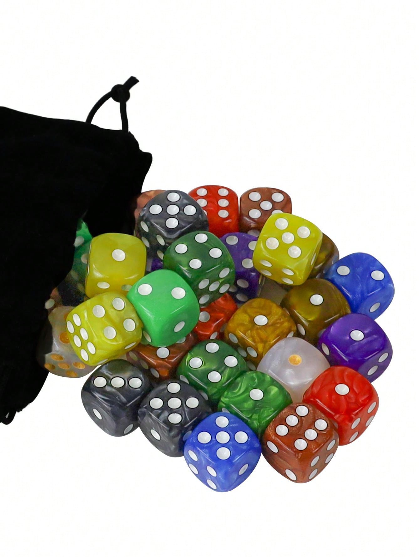 100pcs 16mm 6-sided Dice Set, 10 Colors Standard Game Dice, Chess ...