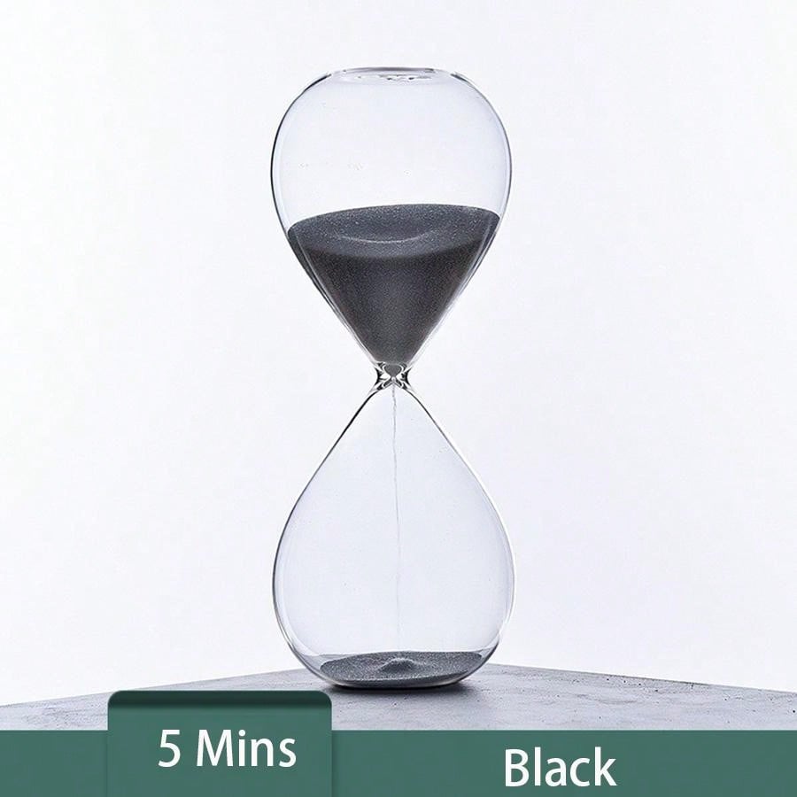 1pc 5-minute Hourglass Timer, Transparent Glass & Black Sand, Desktop ...