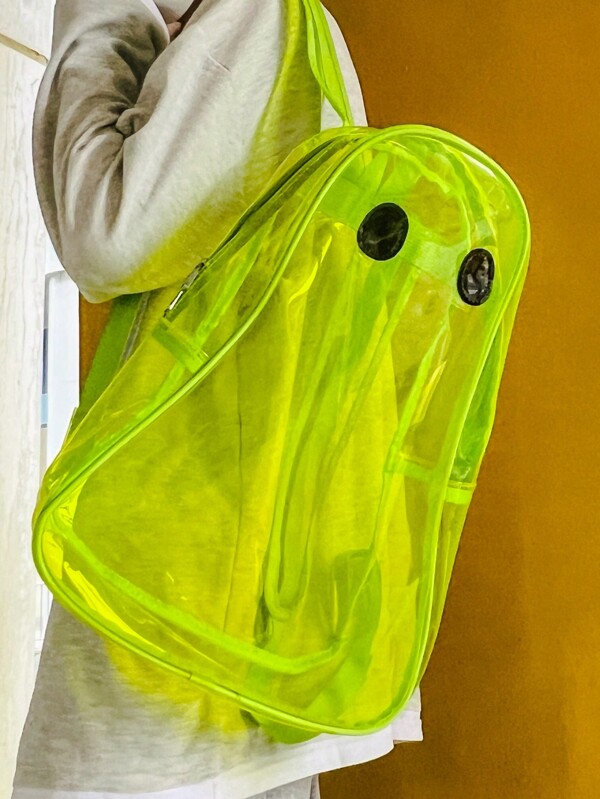 Fluorescent green niche design backpack ugly cute ghost little ghost ...