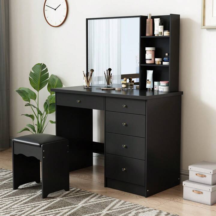 Black Dressing Table With Mirror