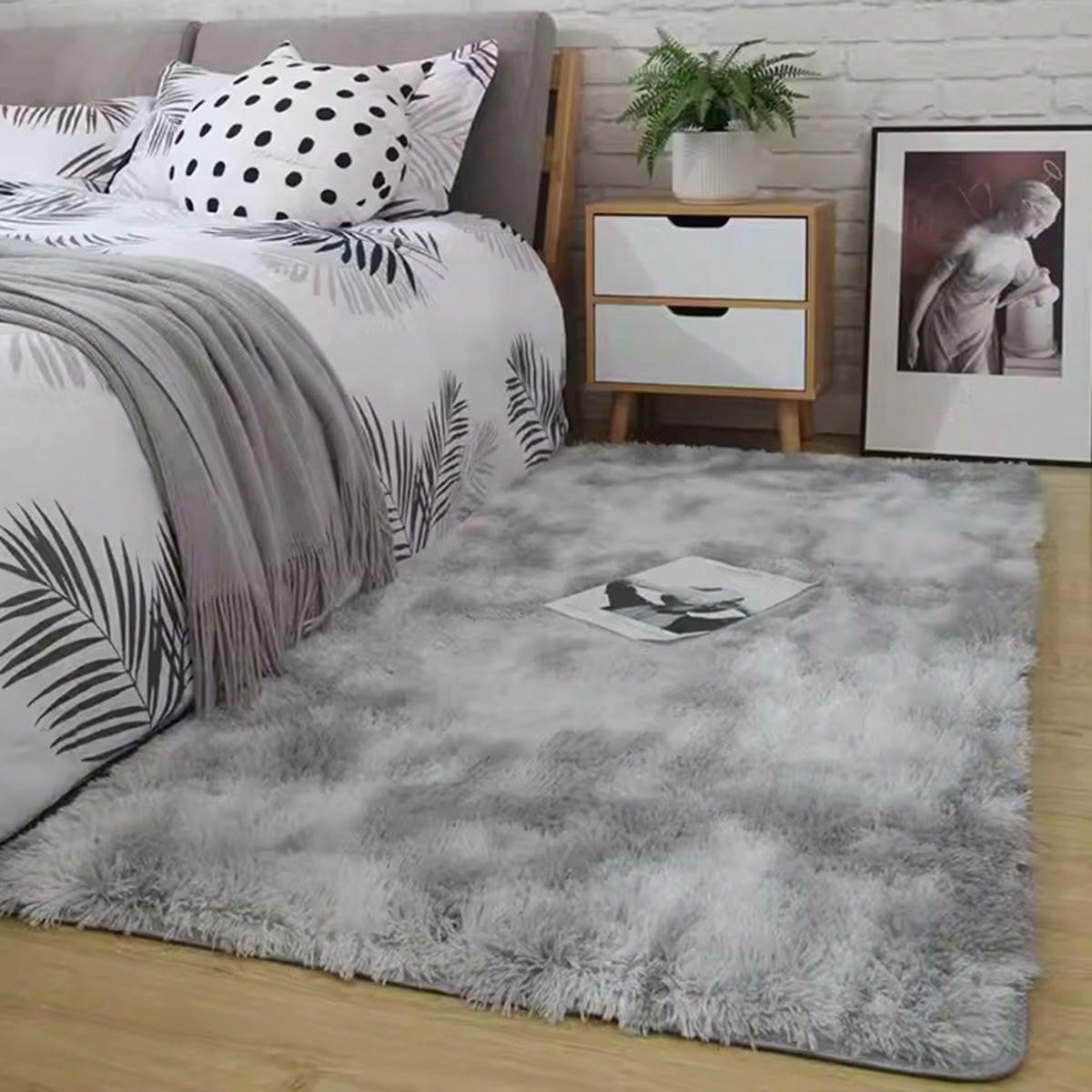 1pc, Soft Area Rugs For Bedroom Fluffy, Non-slip Fuzzy Shag Plush Soft ...