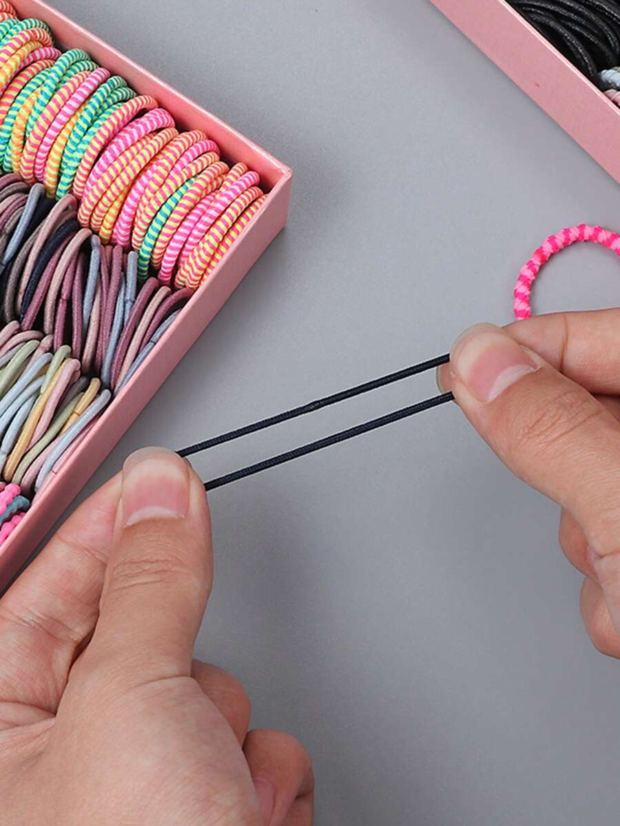 50pcs Mixed-Color Candy-Colored Y2k Style High Elasticity Hair Ties And ...