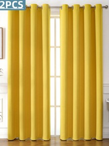 2pcs Solid Room Darkening Curtains, Blackout Drapes For Bedroom And ...