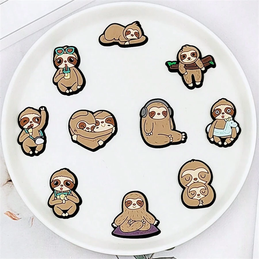 10 ชิ้น/เซ็ต Sloth Series Kawaii การ์ตูนรองเท้า Charms สำหรับ Croce ...