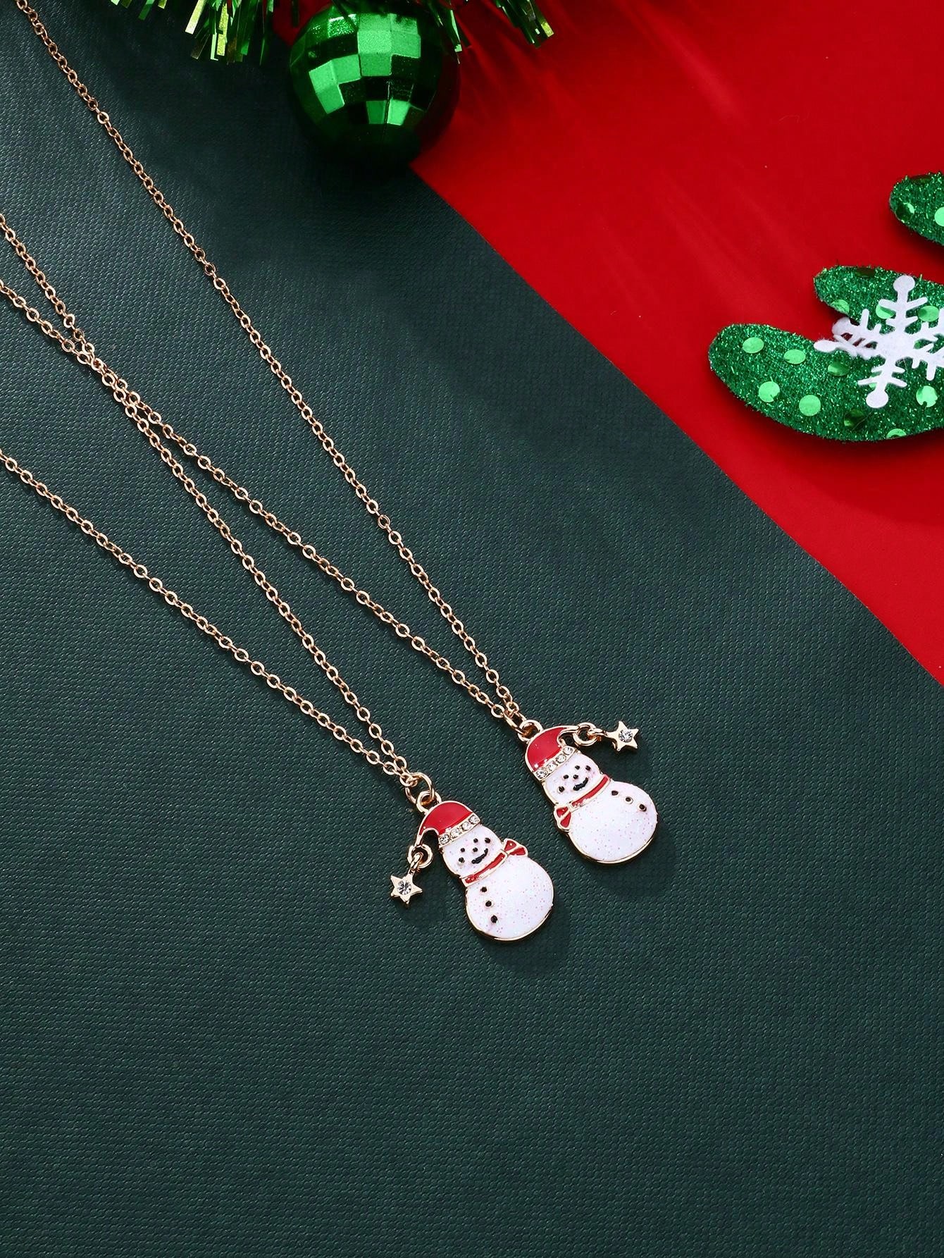 2pcs/Set Girls' Christmas Snowman Element Designed Zinc Alloy Lovely ...