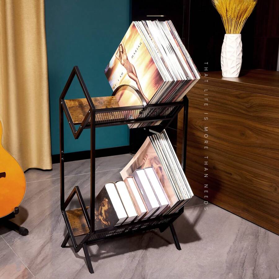 MAWEW Vinyl Record Storage, Record Holder, Vinyl Record Holder, 2 Tier ...