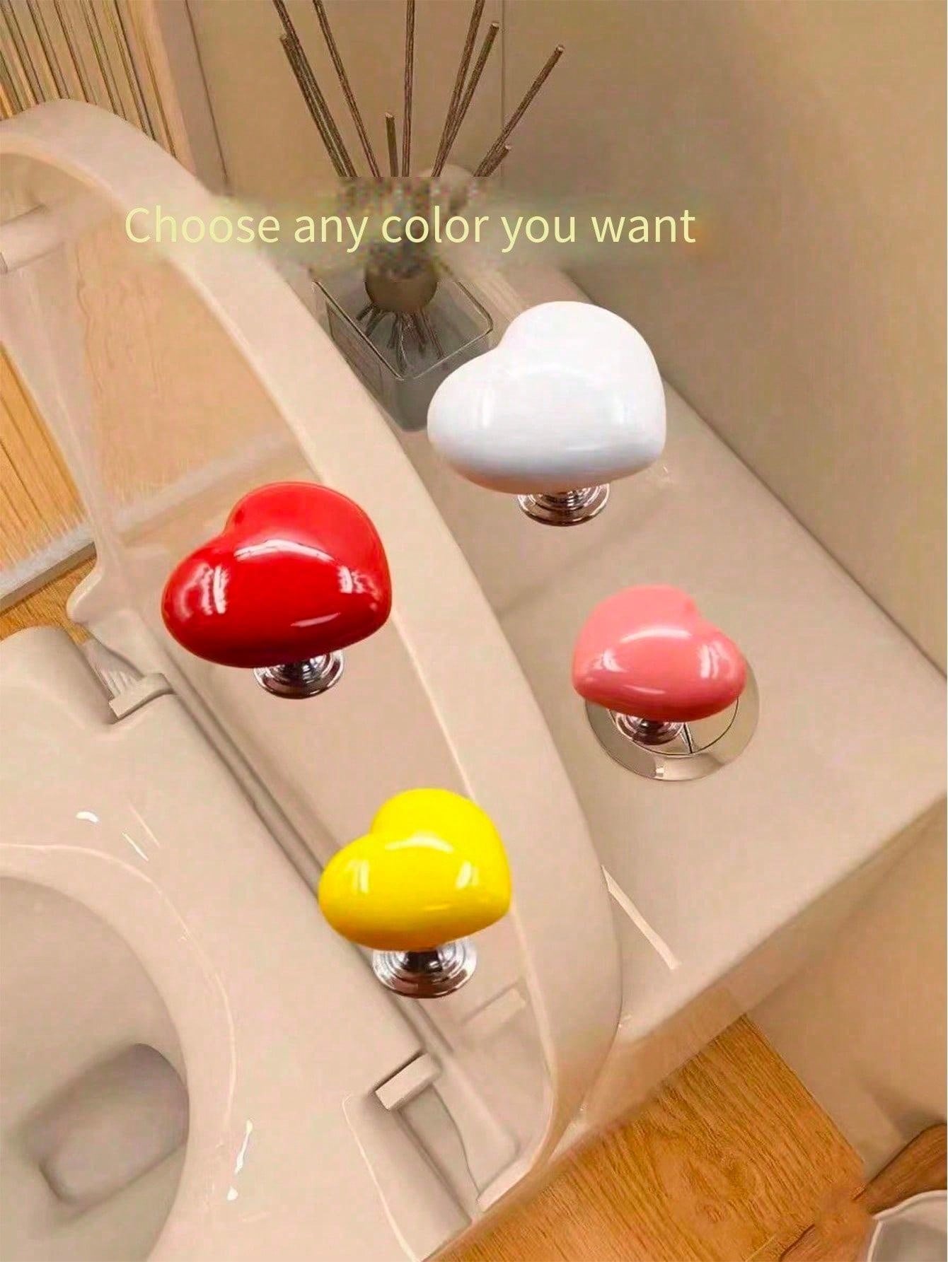 5-pack of love toilet button heart-shaped color pushers, toilet flush ...