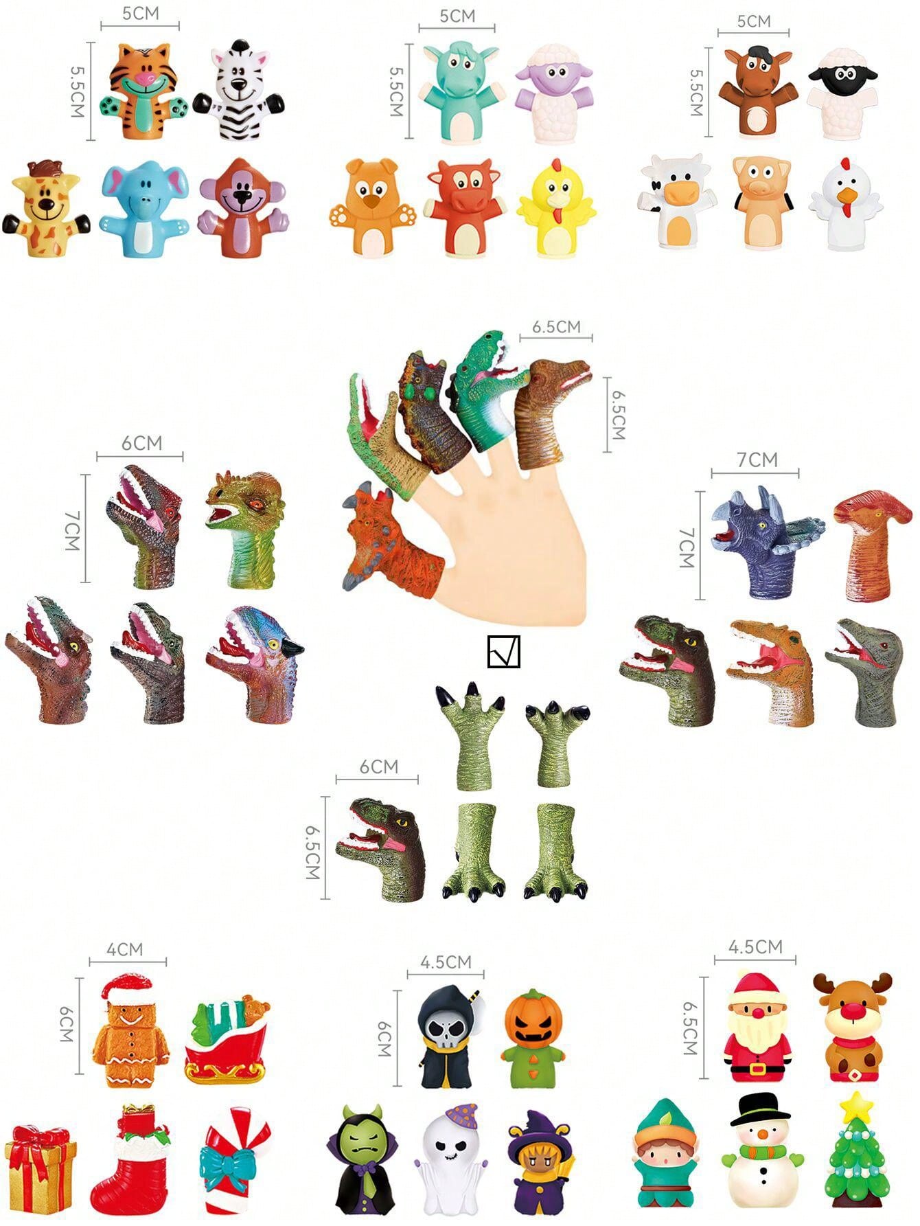 Children's Finger Puppet Dinosaur Model Soft Rubber Thumb Dinosaur ...