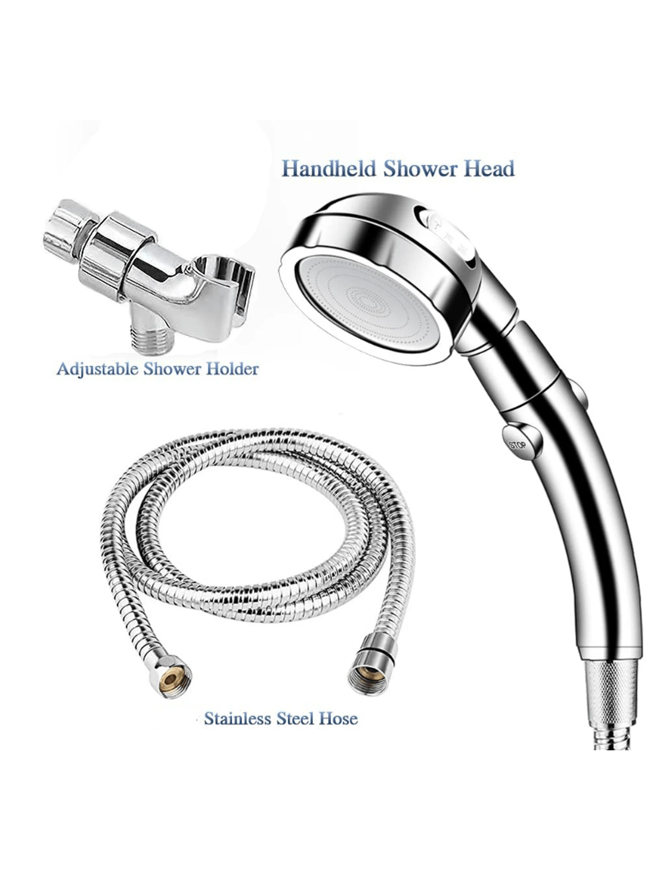 Silver Shower Head Set With Handheld Option, Suitable For Household Hot ...