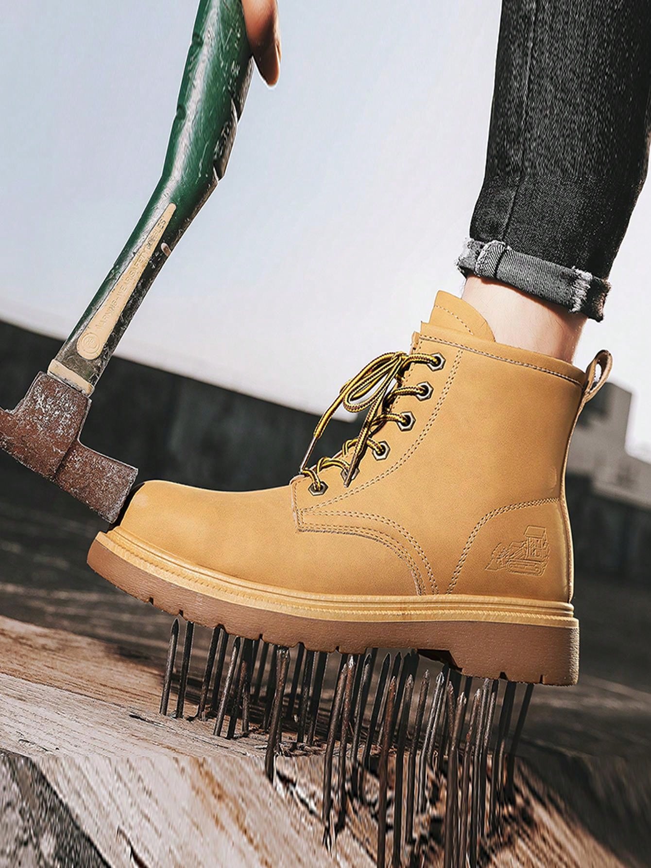 Steel-toe Motorcycle Boots Anti-smashing Safety Shoes Working Boots ...