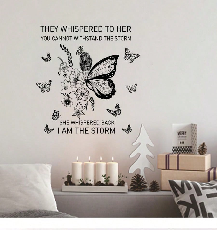 1pc Motivational Wall Art Sticker With Positive Quotes, Butterflies ...