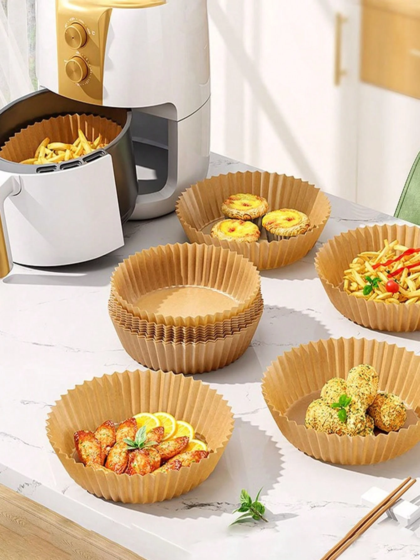 50pcs Air Fryer Liners, Parchment Paper Liners, Round Perforated ...
