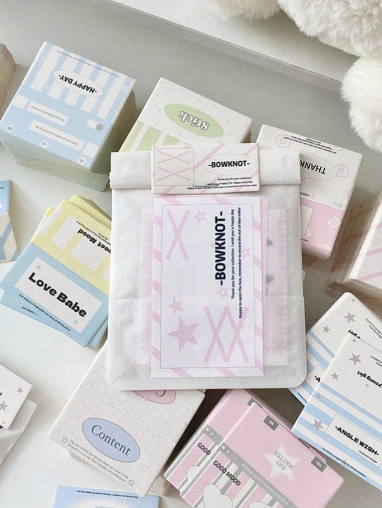 50pcs Random Korean Macaron Color Tone Mini Square Folded Card ...