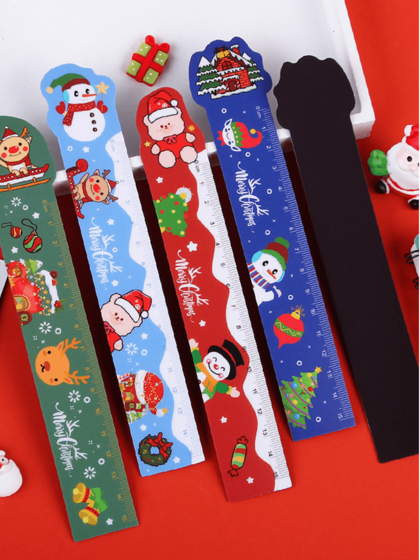 A Set Of Christmas Cartoon Special-shaped Magnetic Christmas Soft Ruler ...