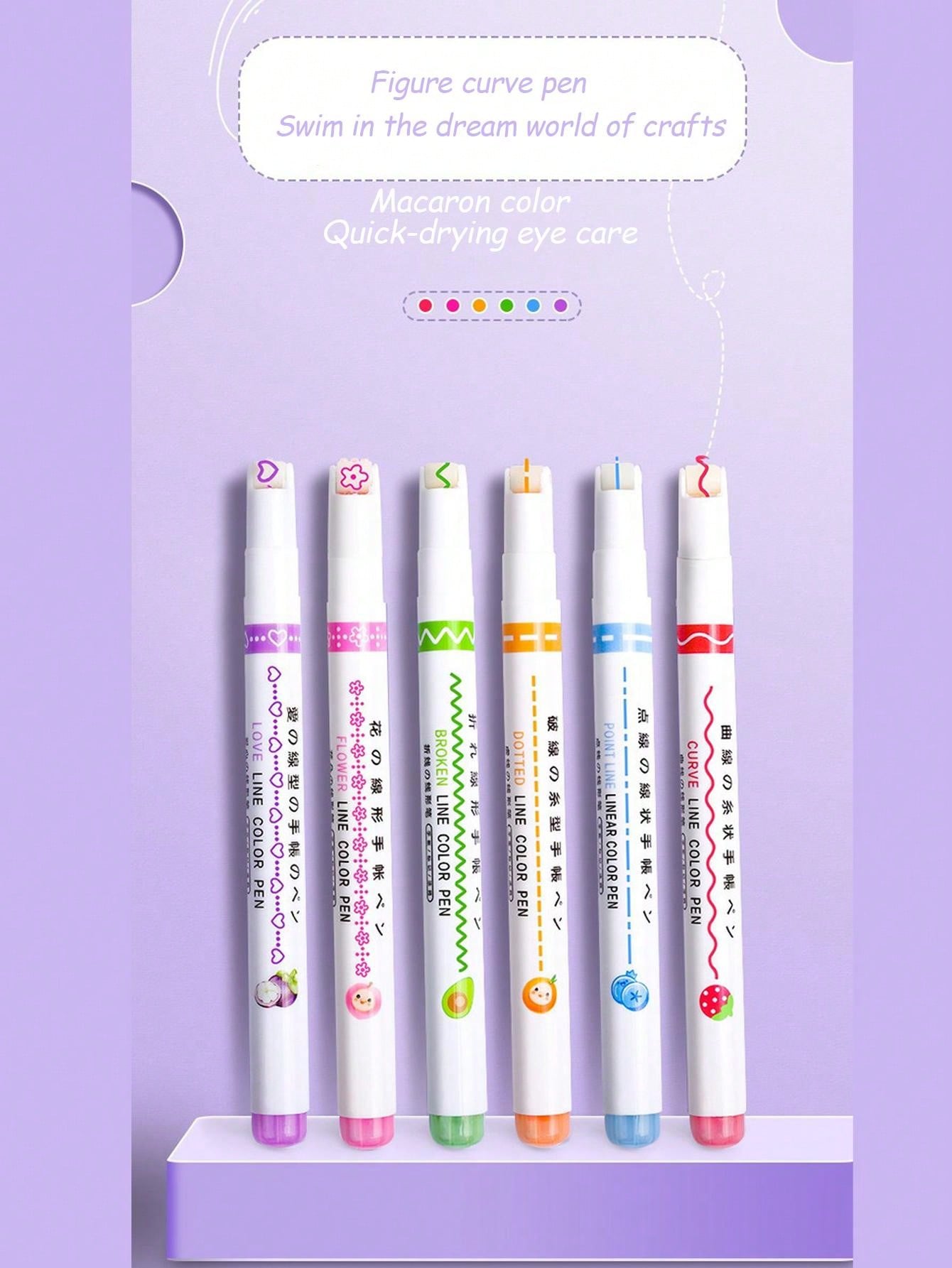 6-pack Of Flower-shaped Contour Student Double-ended Highlighters ...