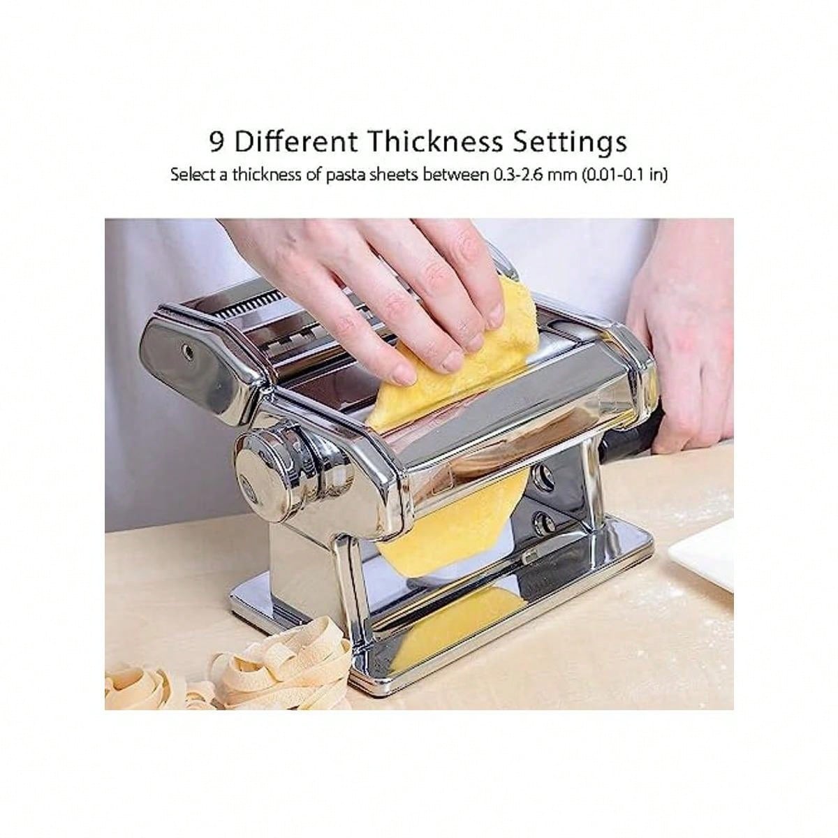 Pasta Machine, 9 Adjustable Thickness Settings Pasta Maker, 150 Roller ...