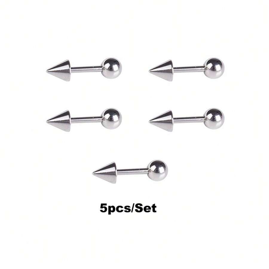 5pcs/Set Stainless steel Spike Earring Helix piercing Tragus Forward ...
