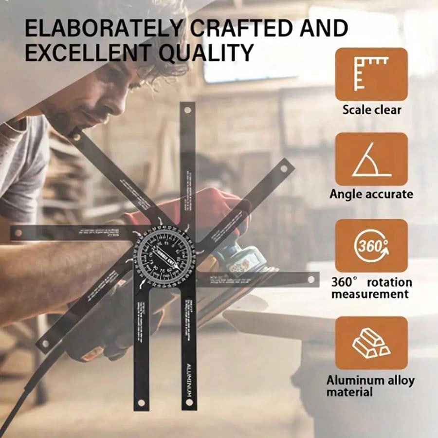 360 Degree Horizontal Angle Ruler, Aluminum Alloy Protractor Set ...