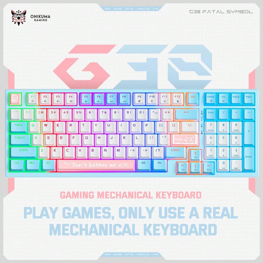 ONIKUMA G38 Blue Wired USB Mechanical Keyboard 98 Keys Gamer For PC ...