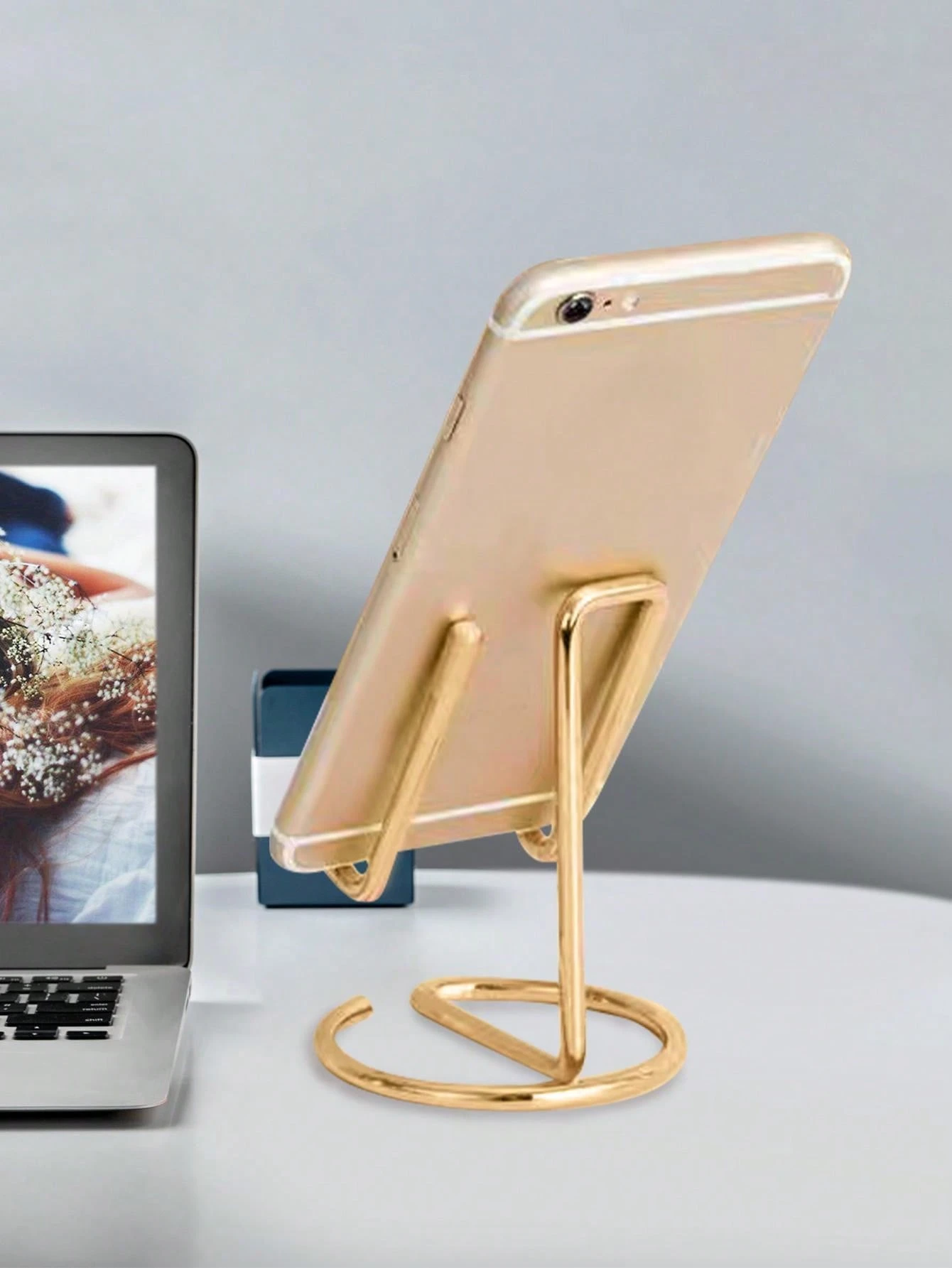 1pc Minimalist Desktop Phone Stand, Metallic Iron Alloy Material Mobile ...