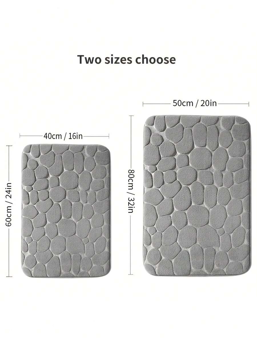 1pc Light Gray Embossed Stone Patterned Sponge Bathroom Mat, Non Slip ...