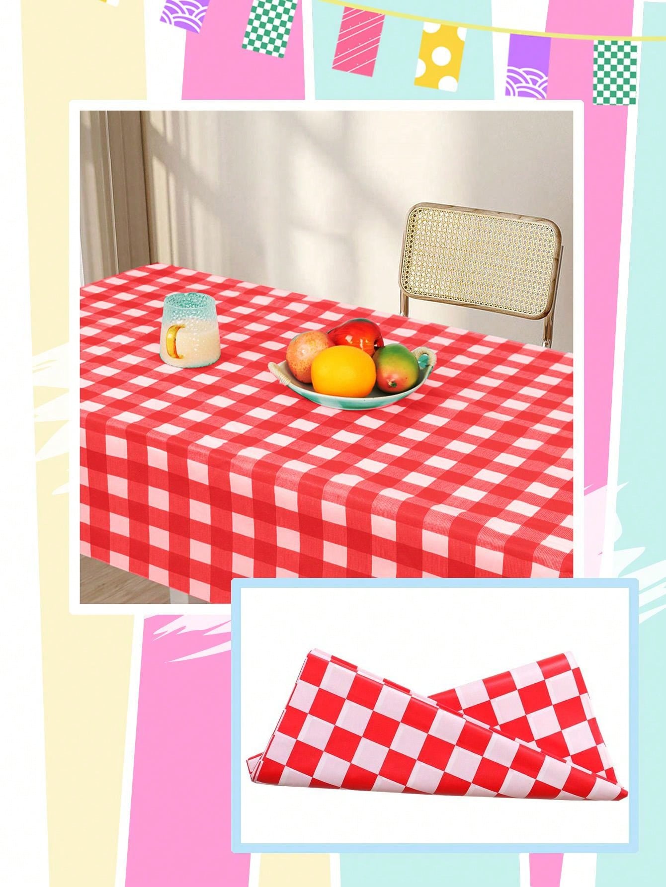 Red & White Checkered Tablecloth, Picnic Mat | SHEIN